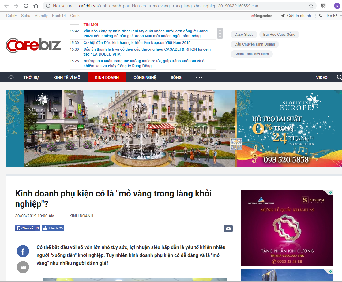 Bài PR đăng báo cafeF và cafebiz cho Phukiengiare | Dịch Vụ Viết Bài PR ...